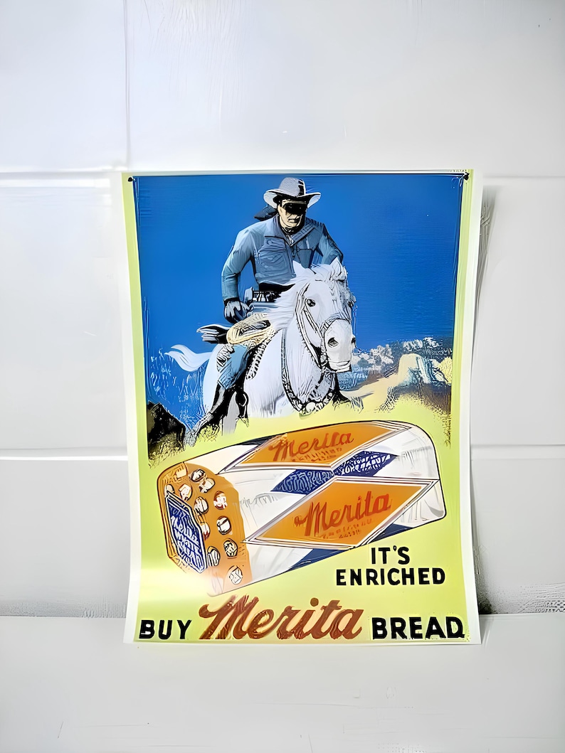 Merita Bread With the LONE RANGER Cardboard Paper Advertising Sign 10 ...