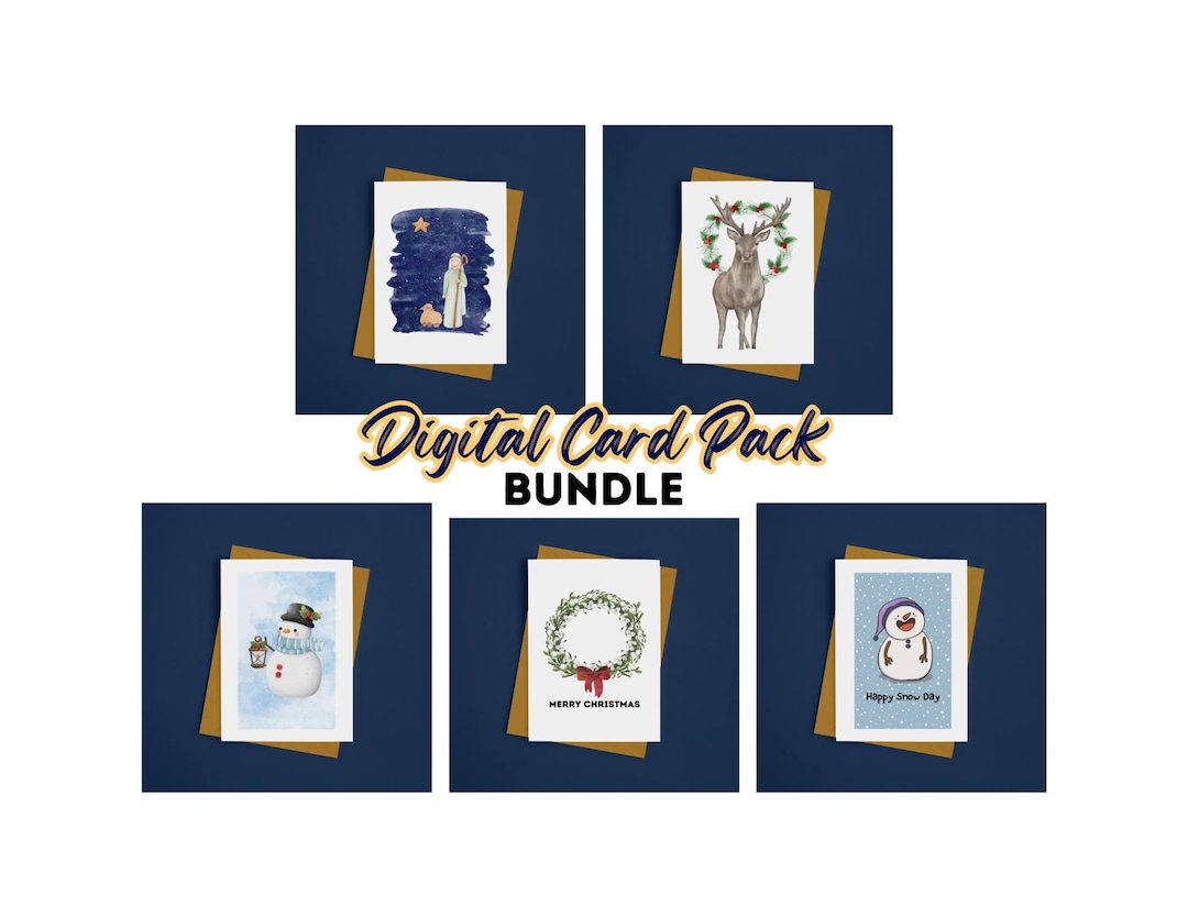 Printable Digital Card Pack BUNDLE | A2 | Instant Download, Christmas ...