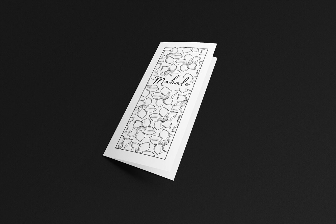 Printable Mahalo Thank You Card: DIY Greeting Card, Fits #10 Envelope ...