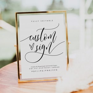 Custom Wedding Sign Template, Custom Wedding Sign, Calligraphy Custom ...