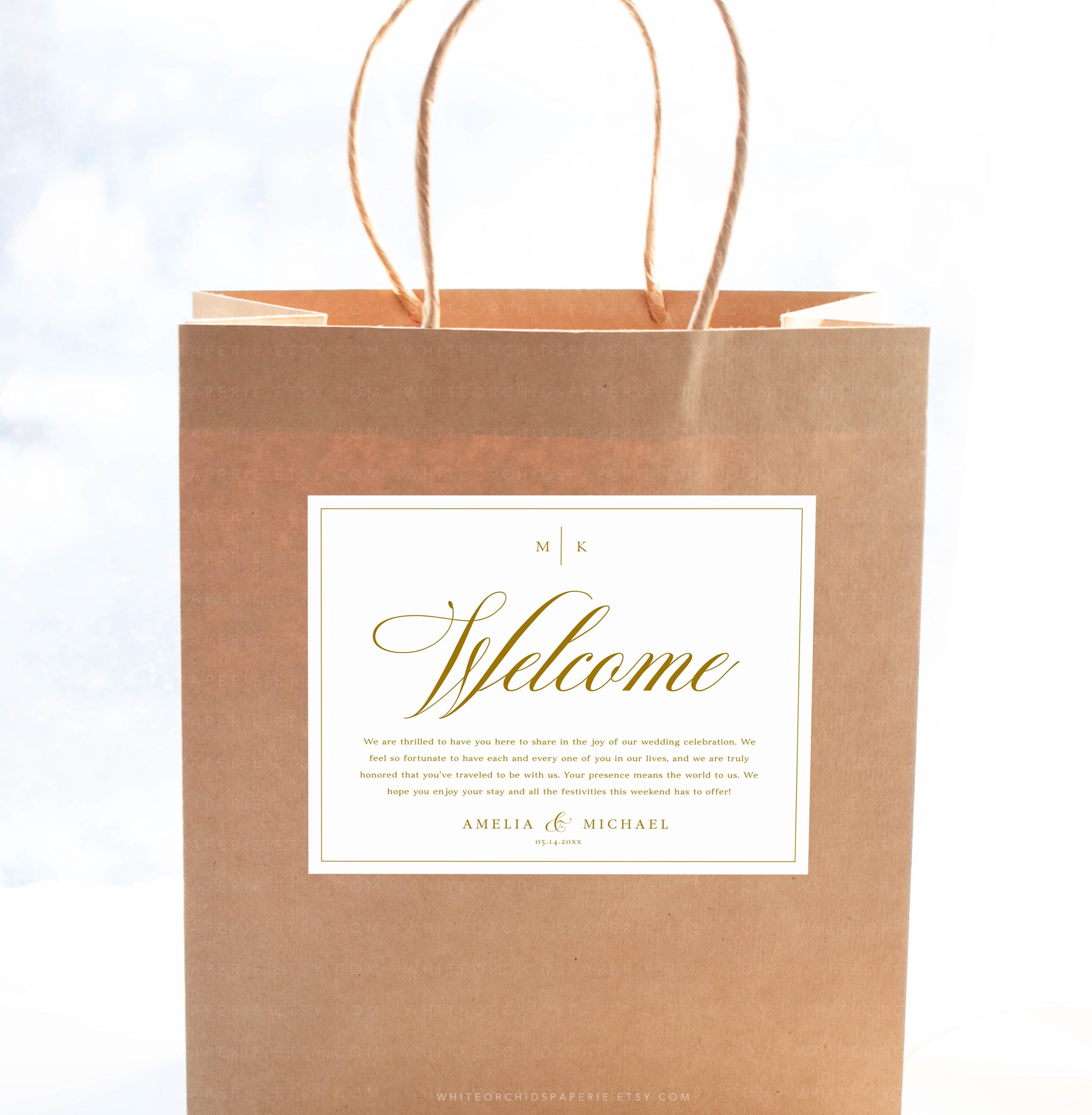 Classic Welcome Bag Label Template, Hotel Guest Bag Label, Gold Gift ...