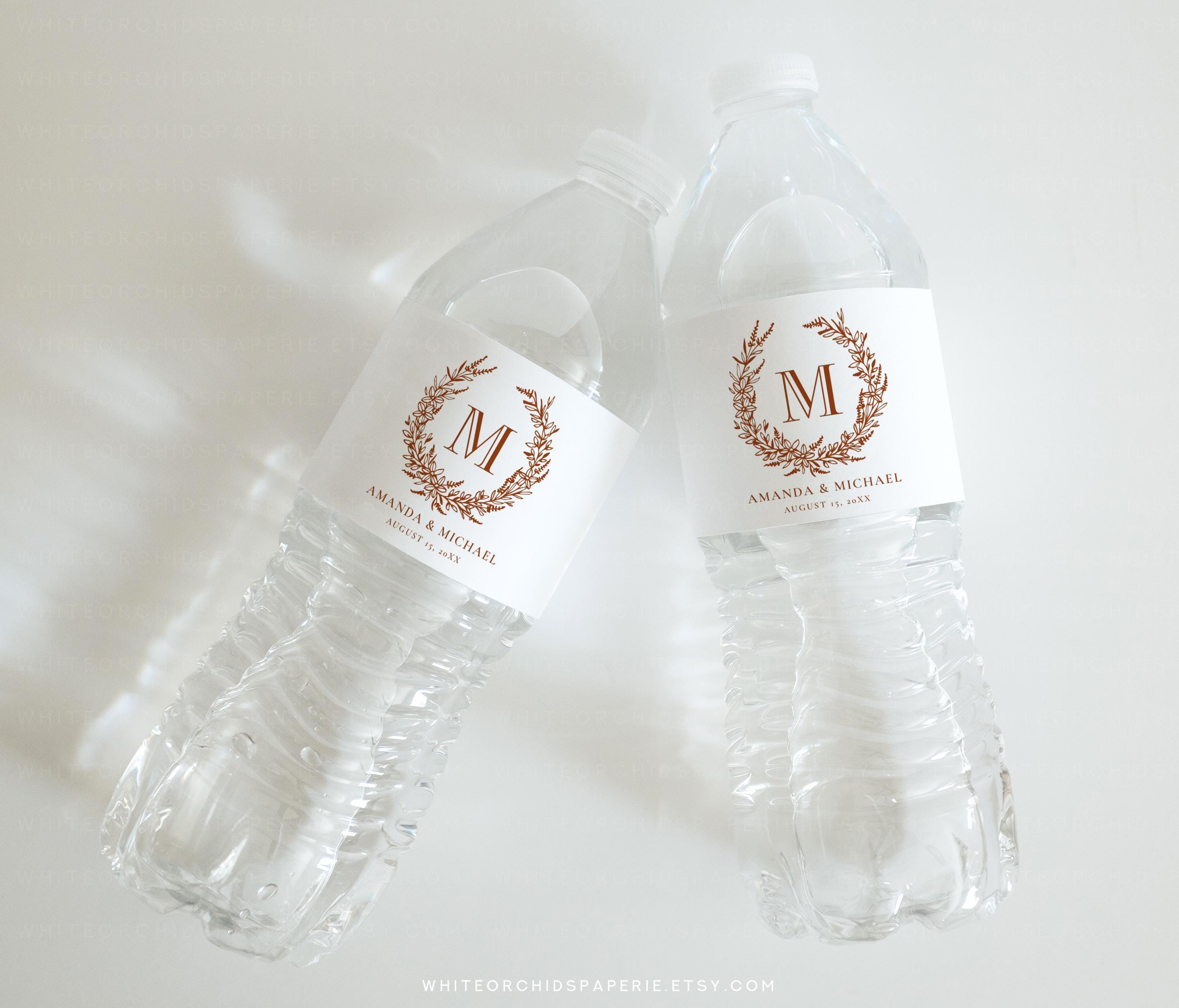 Monogram Wedding Water Bottle Labels, Custom Water Bottle Labels ...