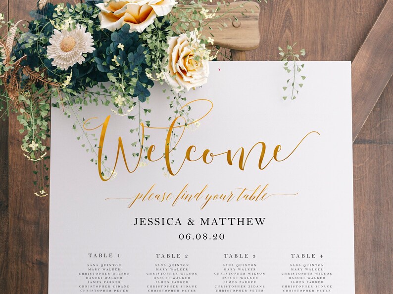Gold Seating Chart Wedding Seating Chart Template Seating - Etsy
