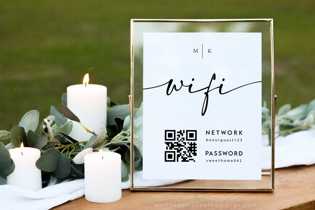 Wifi Sign QR Code, Wifi Password Sign, Wifi Sign Printable, Wifi Sign ...