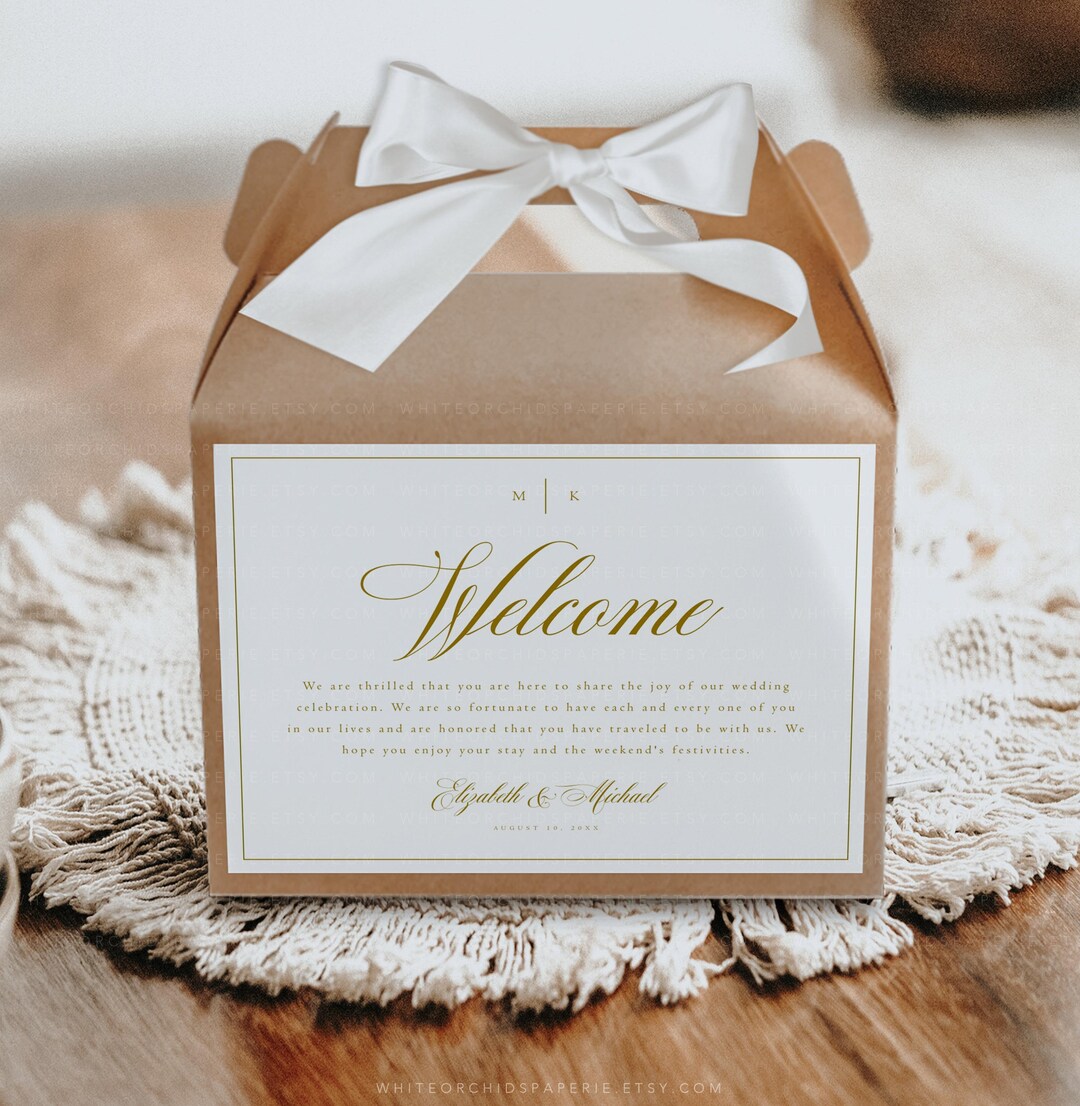 Classic Welcome Bag Label Template, Hotel Guest Bag Label, Gold Gift ...