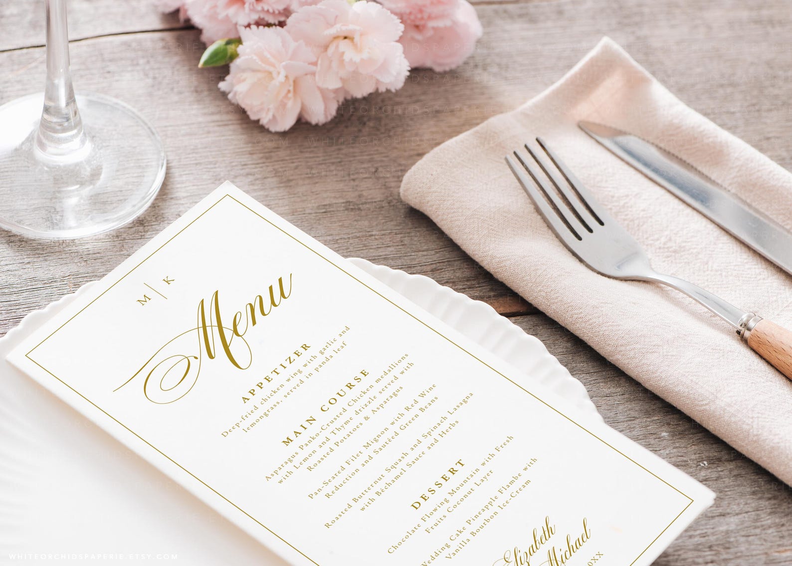 Classic Thank You Menu, Menu Thank You Card, Wedding Menu Template ...