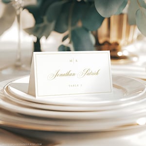 Classic Place Card, Place Card Template, Gold Place Card, Printable ...