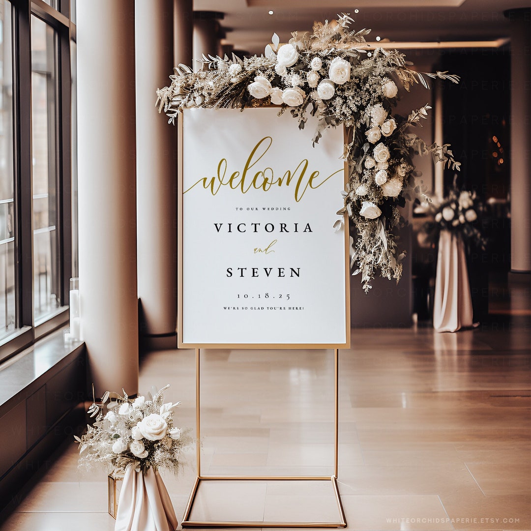 Gold Welcome Sign, Welcome Wedding Sign, Wedding Welcome Sign, Welcome ...