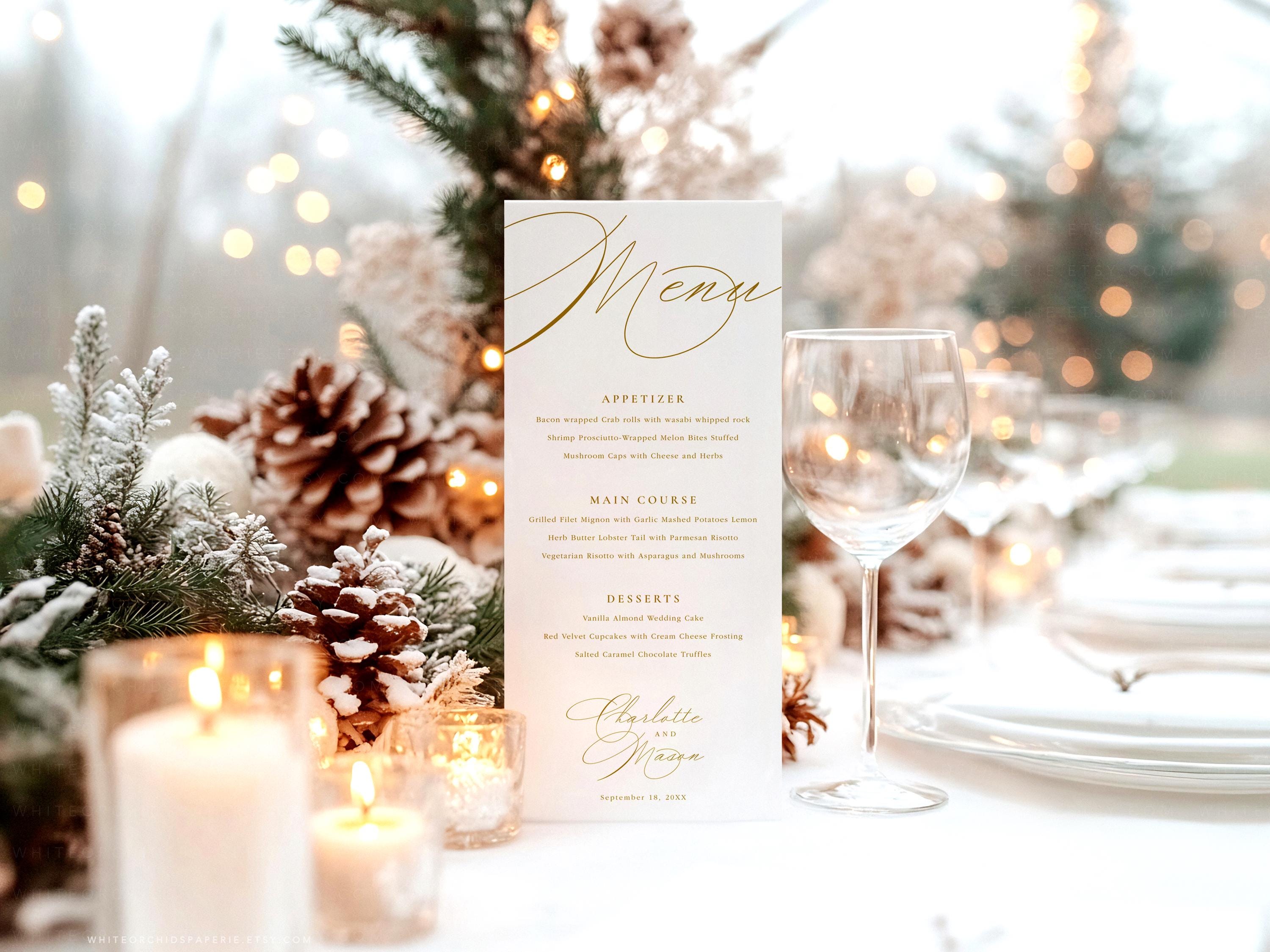 Script Menu Template, Gold Menu. Menu Template, Menu Wedding, Menu ...