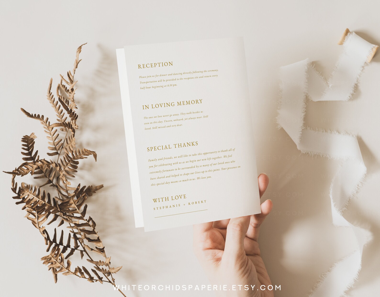 Folded Wedding Program Template Printable Wedding Program - Etsy