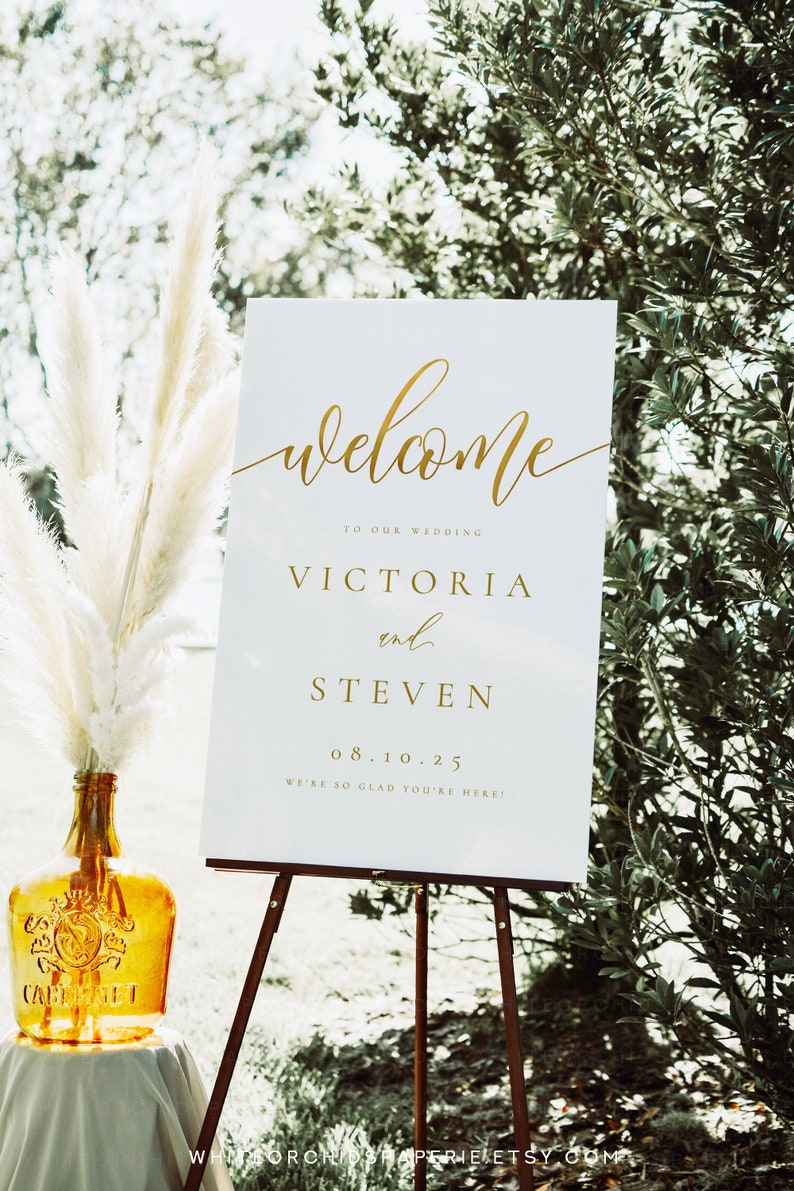 Gold Welcome Sign Welcome Wedding Sign Wedding Welcome Sign - Etsy