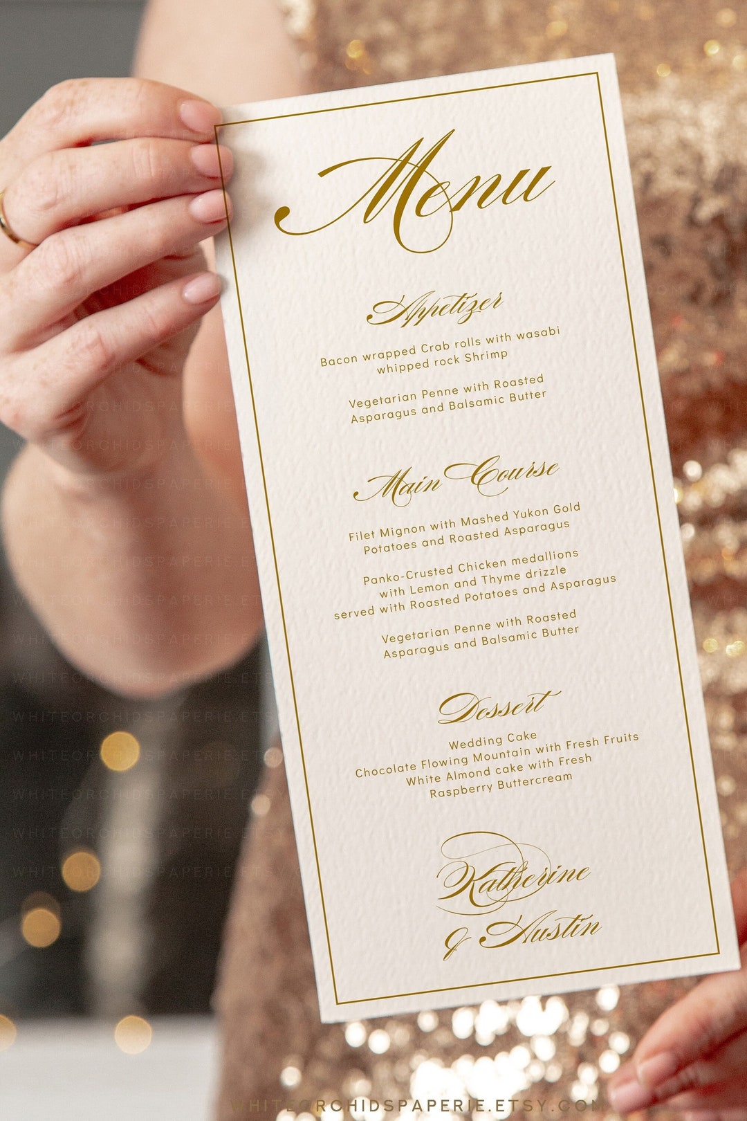 Gold Menu Template, Wedding Menu Template, Menu Template, Gold Wedding ...