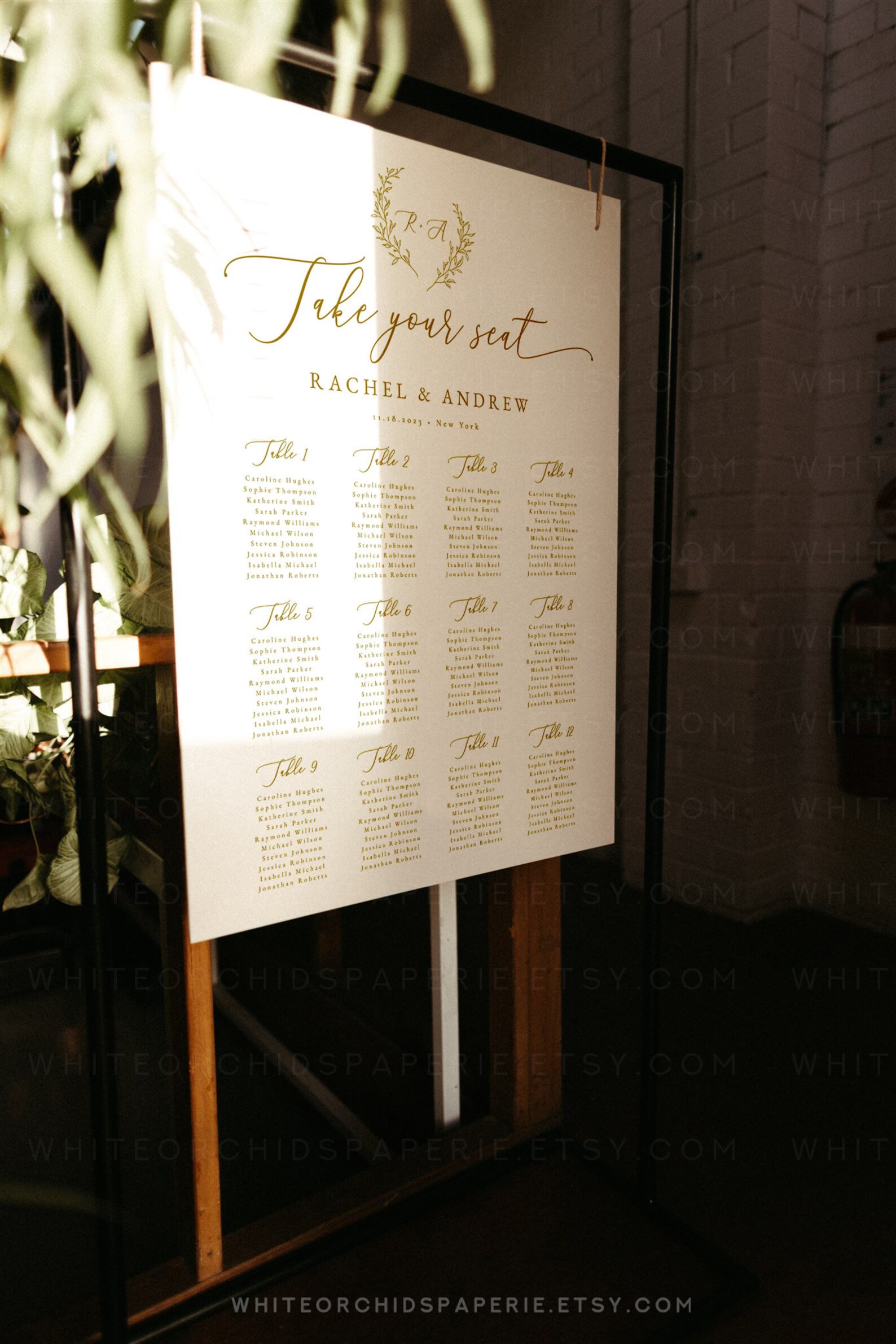 Monogram Seating Chart Wedding Seating Chart Seating Chart - Etsy