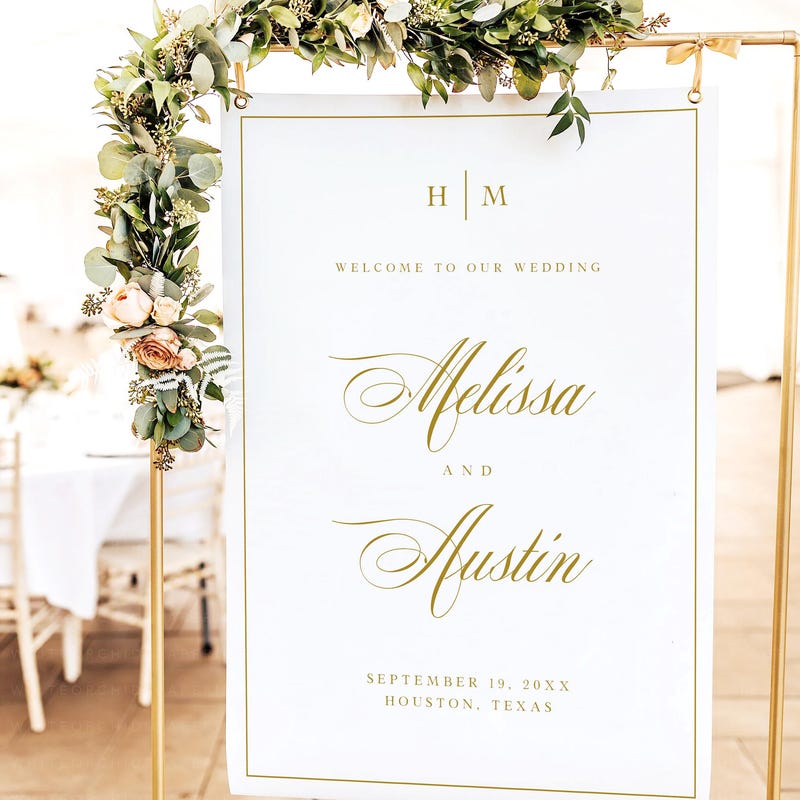Gold Welcome Sign Wedding - Etsy