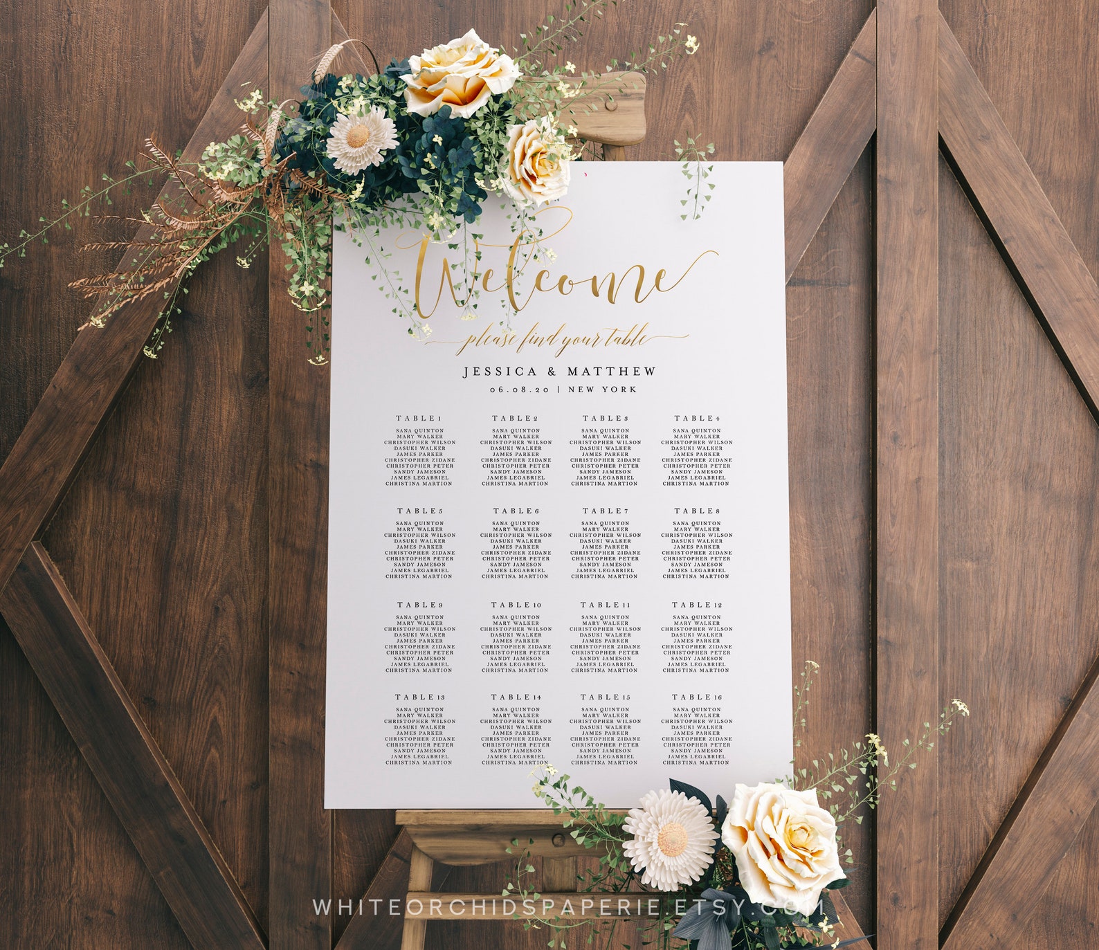 Gold Seating Chart Wedding Seating Chart Template Seating | Etsy