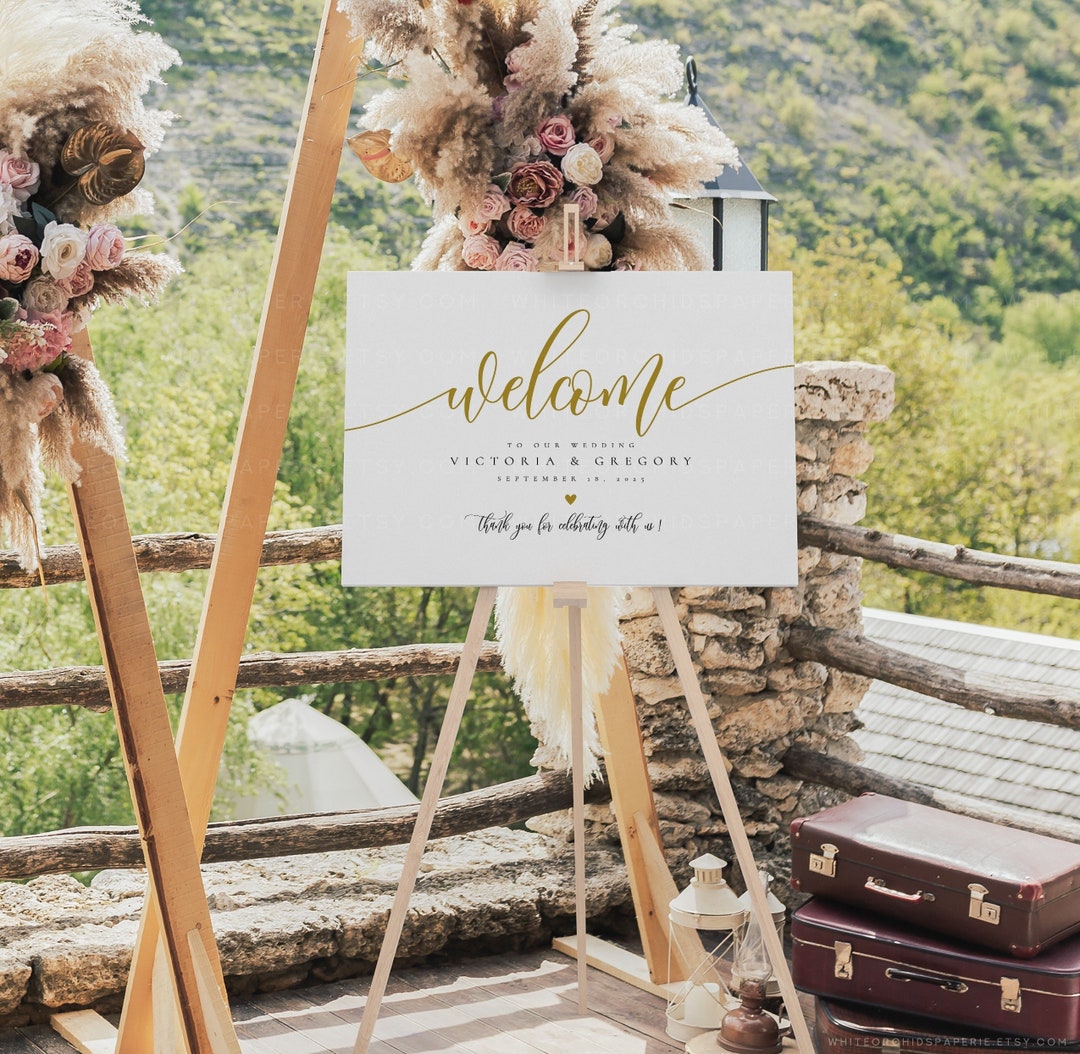 Script Welcome Sign, Wedding Welcome Sign, Welcome Sign Wedding ...
