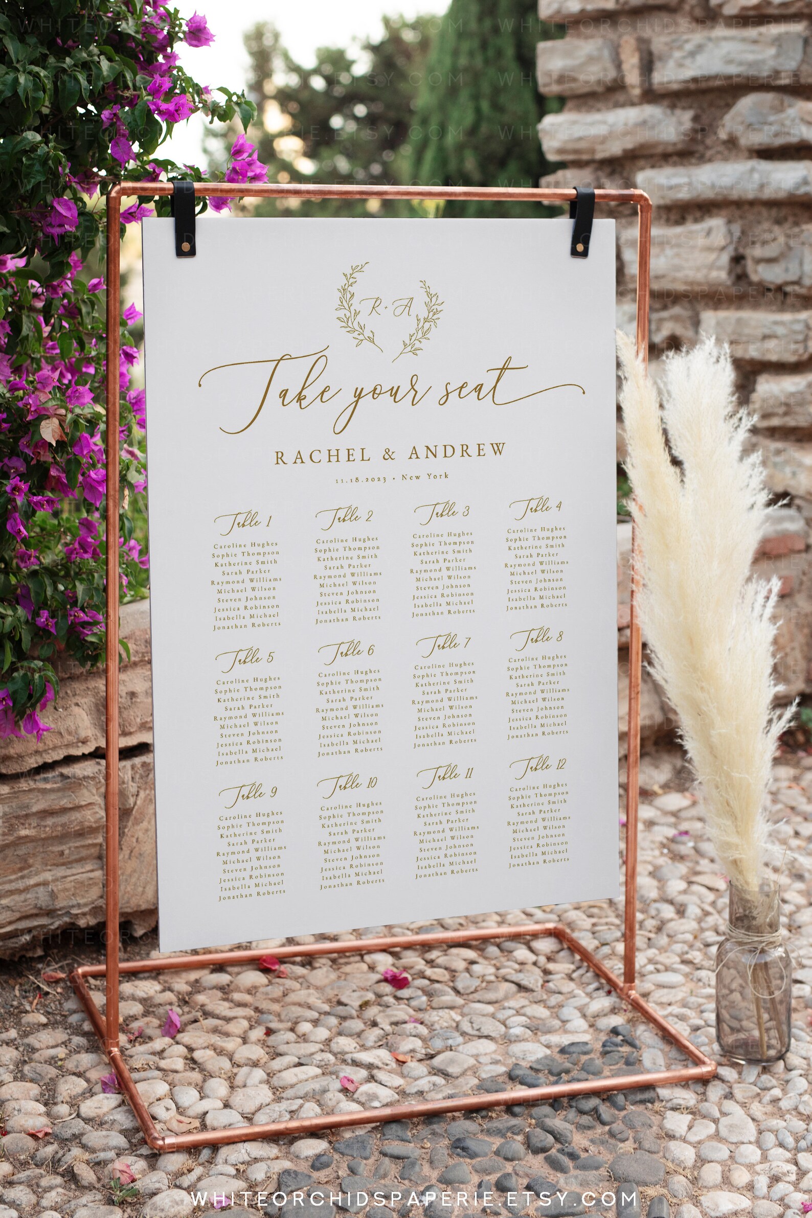 Monogram Seating Chart Wedding Seating Chart Seating Chart - Etsy