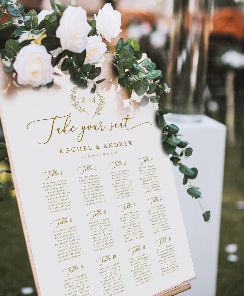 Monogram Seating Chart Wedding Seating Chart Seating Chart - Etsy