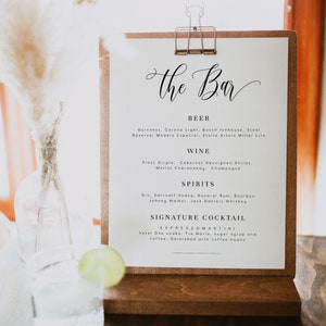 Minimalist Bar Menu, Bar Menu Sign, Bar Menu Template, Bar Menu ...