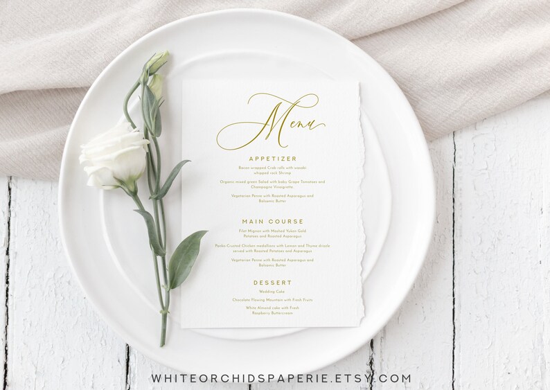 Gold Wedding Menu Menu Template Menu Printable Dinner Menu | Etsy