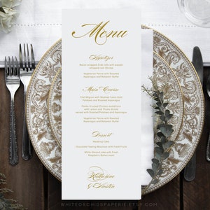 Gold Menu Template Wedding Menu Template Menu Template Gold | Etsy