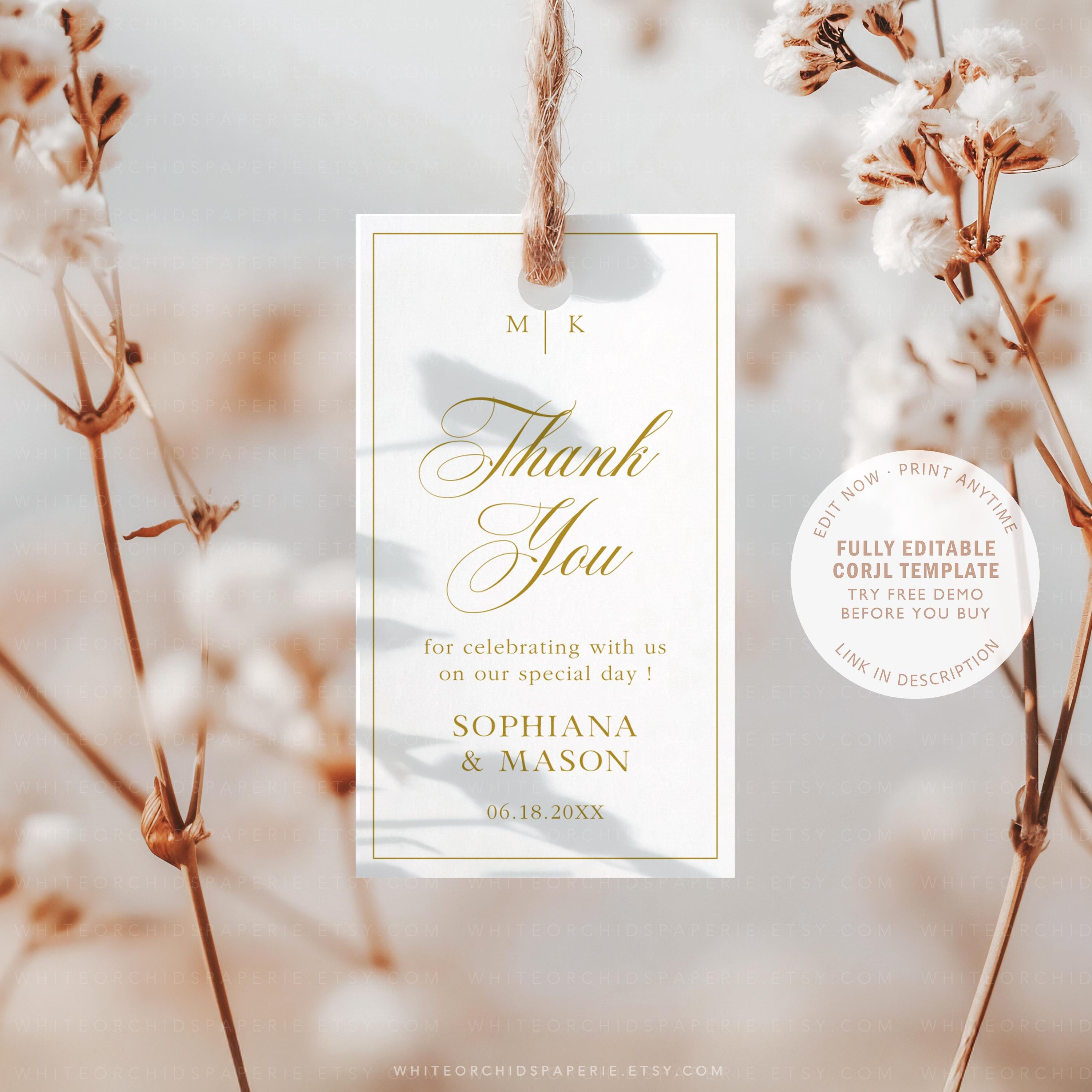 Classic Thank You Tags, Thank You Tags Wedding, Thank You Tags Template ...