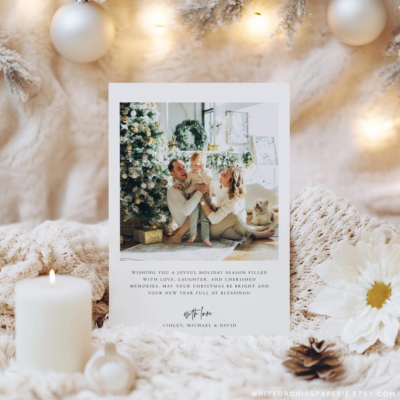 Family Photo Christmas Card, Christmas Card Photo Template, Photo ...