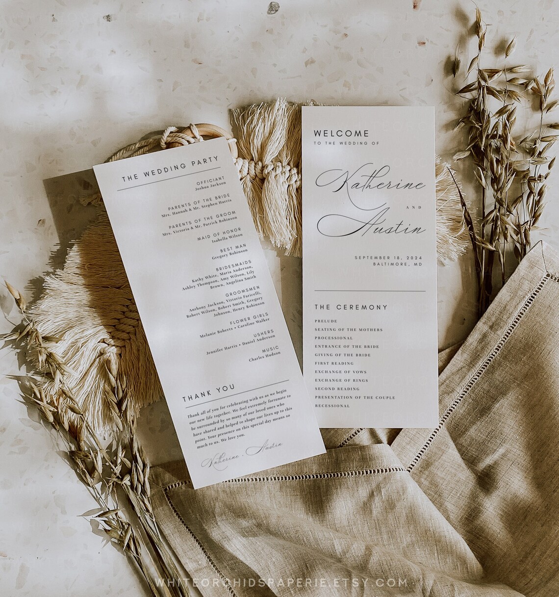 Wedding Program Ceremony Program Program Printable Wedding - Etsy