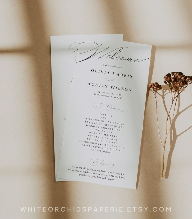 Script Wedding Program Template Ceremony Program Program - Etsy