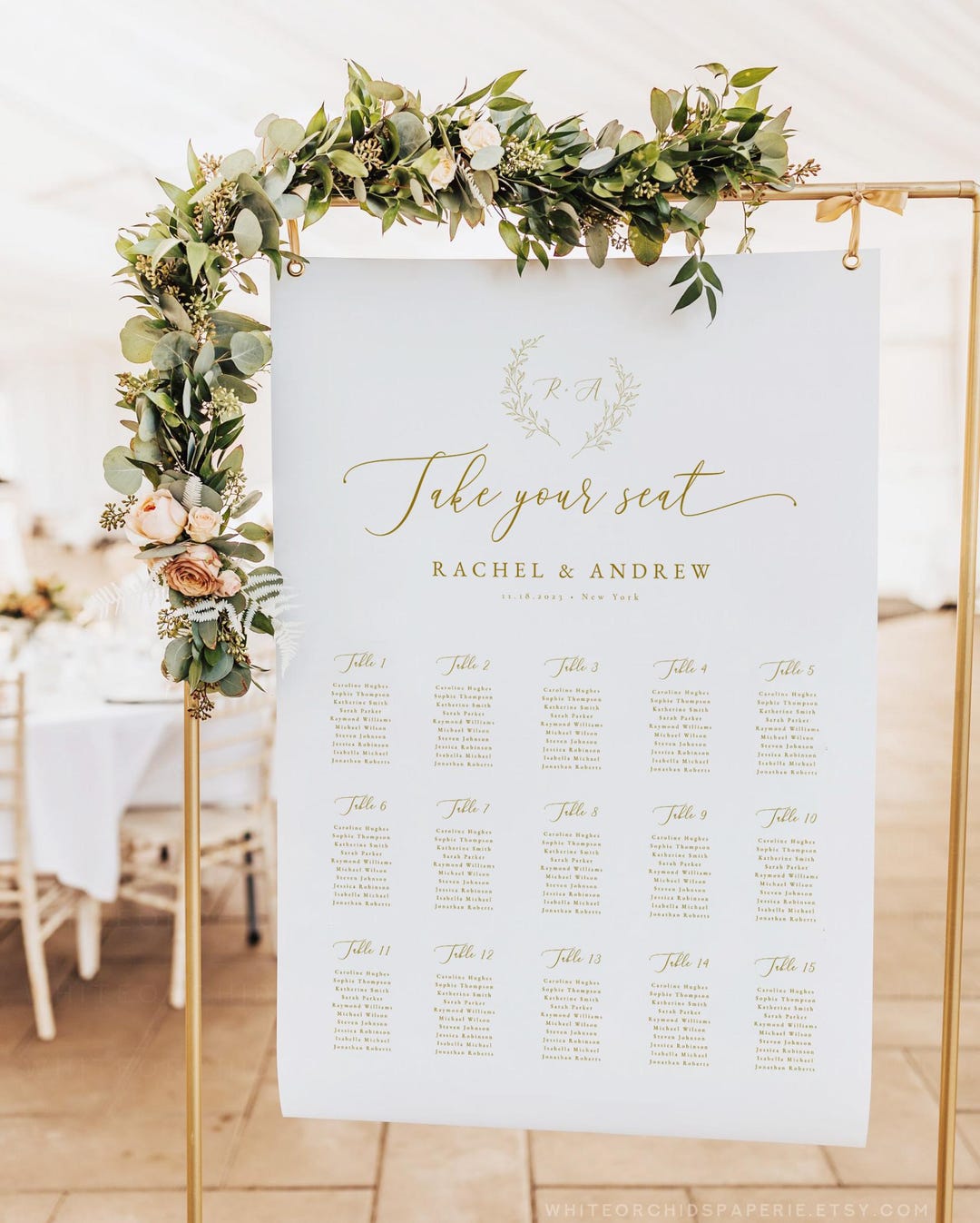 Monogram Seating Chart, Wedding Seating Chart, Seating Chart Template ...