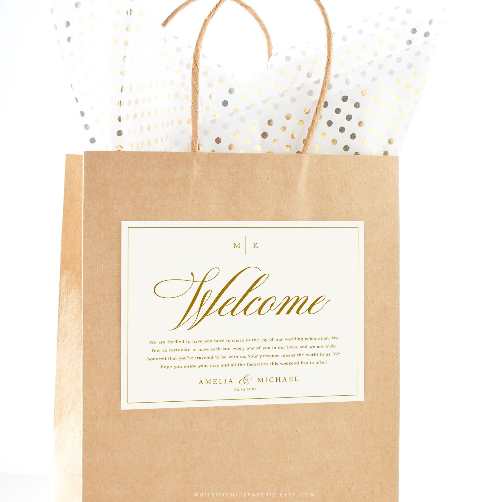Classic Welcome Bag Label Template, Hotel Guest Bag Label, Gold Gift ...