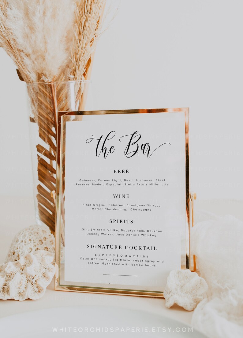 Minimalist Bar Menu Bar Menu Sign Bar Menu Template Bar - Etsy