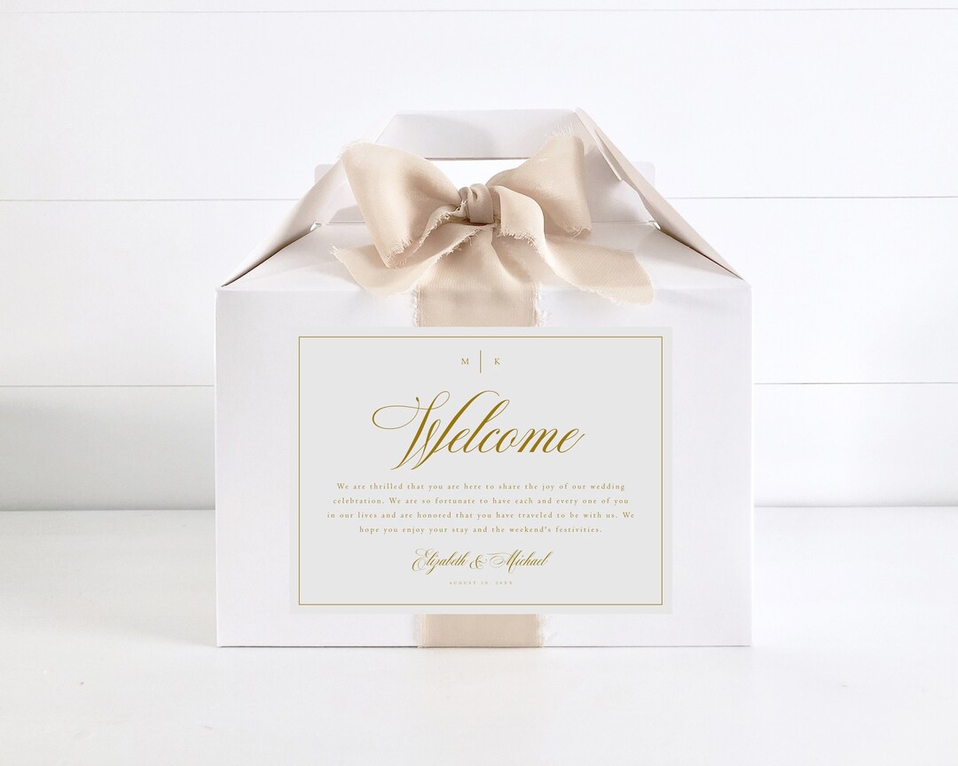 Classic Welcome Bag Label Template, Hotel Guest Bag Label, Gold Gift ...