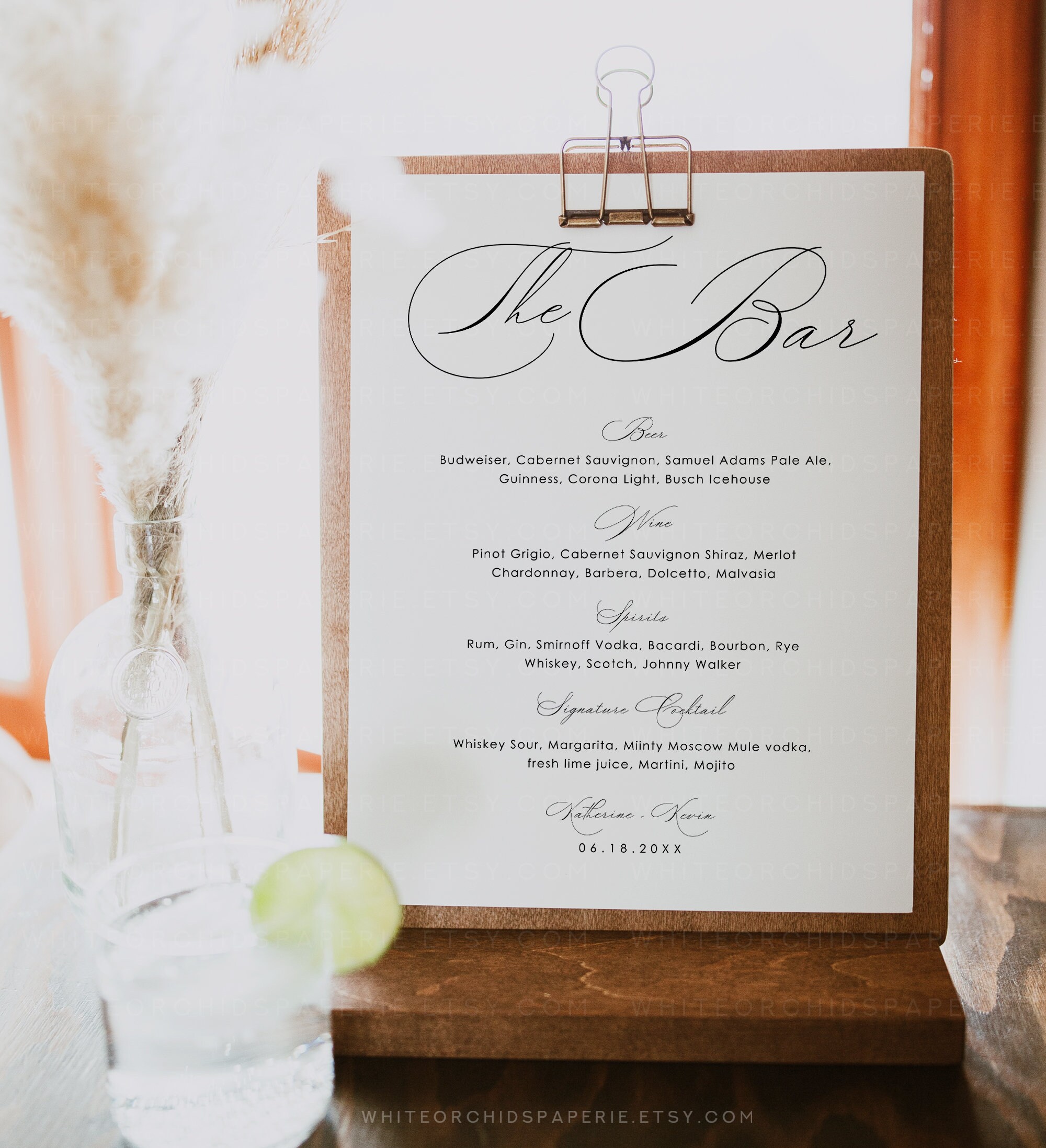 Bar Menu Bar Menu Wedding Bar Menu Sign Bar Menu Template - Etsy
