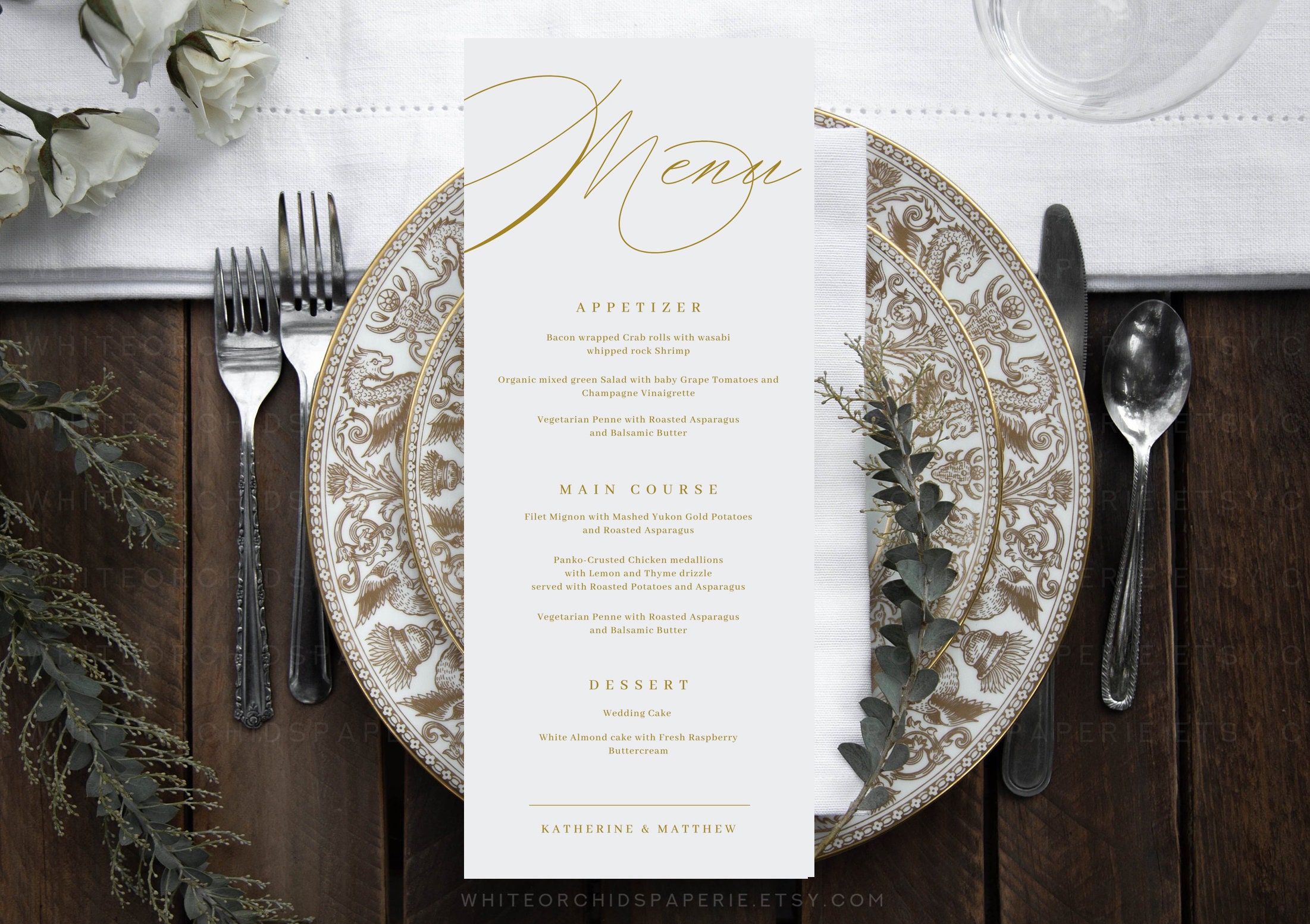 Script Menu Template Gold Menu. Menu Template Menu Wedding - Etsy
