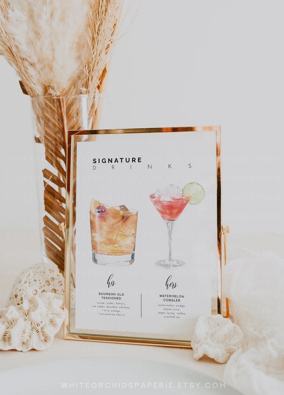Signature Drink Sign Signature Drink Sign Wedding Drinks - Etsy