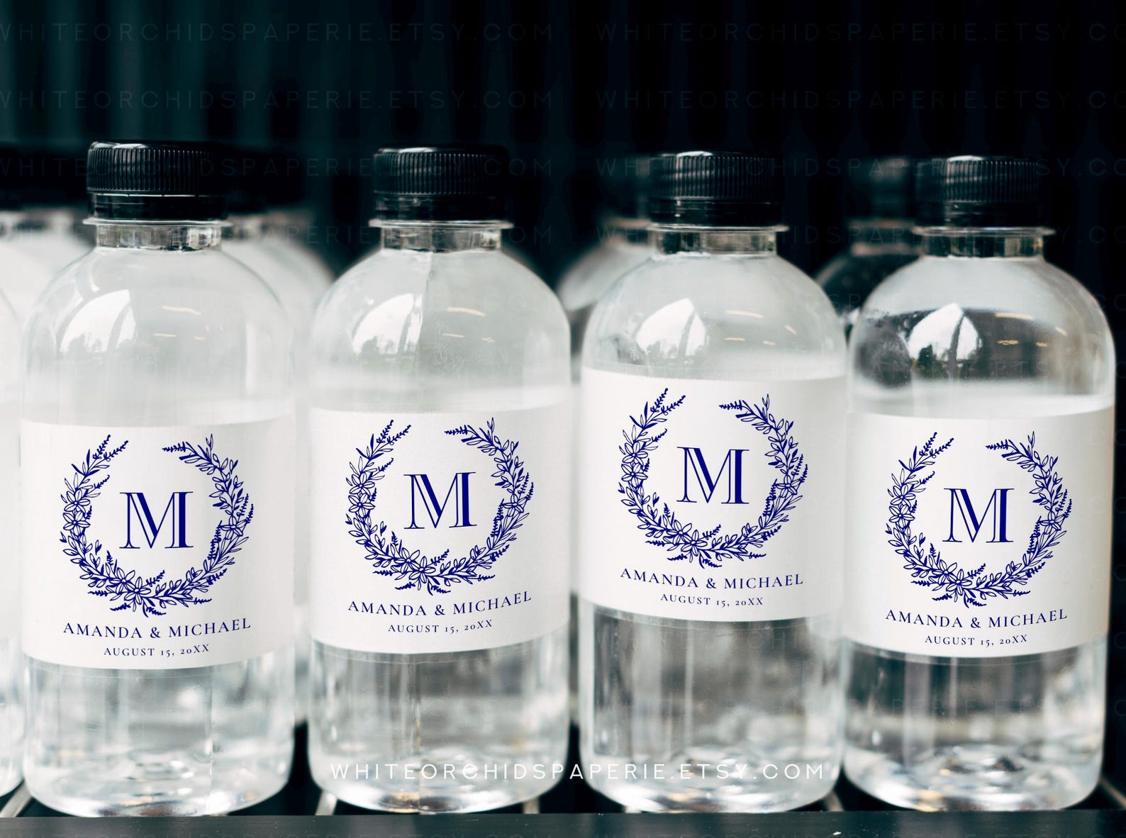 Monogram Wedding Water Bottle Labels, Custom Water Bottle Labels ...