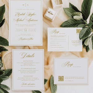 Classic Wedding Invitation Set, Gold Wedding Invitation Suite, Wedding ...