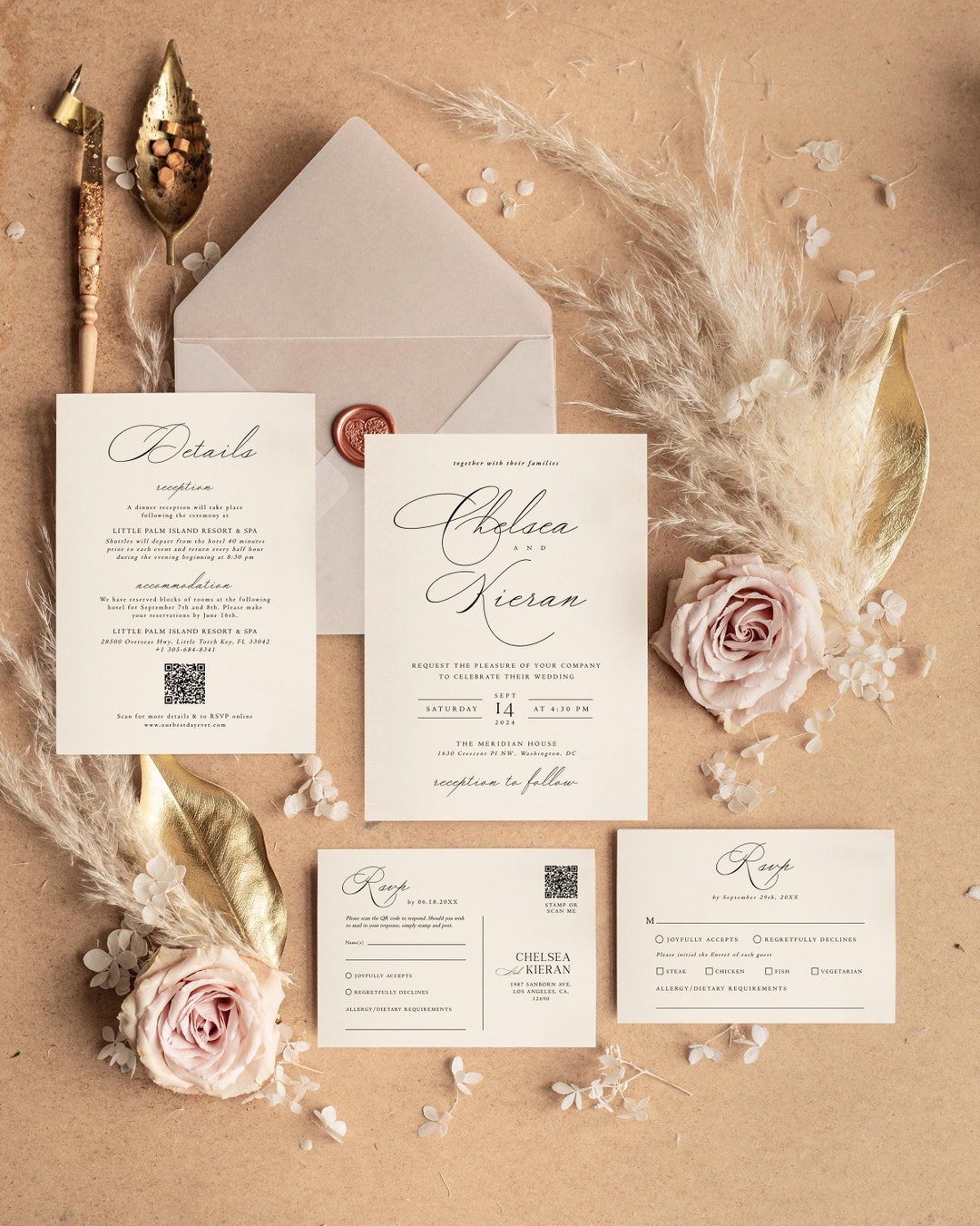 Script Wedding Invitation, Wedding Invitation Template, Wedding ...
