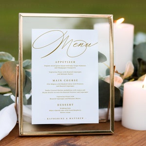Script Menu Template, Gold Menu. Menu Template, Menu Wedding, Menu ...