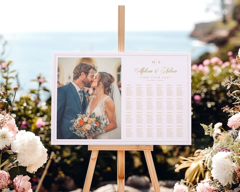 Classic Wedding Seating Chart With Photo, Editable Template, Grace - Etsy