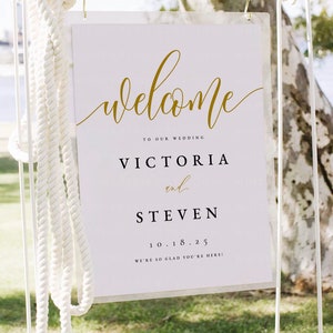 Gold Welcome Sign Welcome Wedding Sign Wedding (Download Now) - Etsy