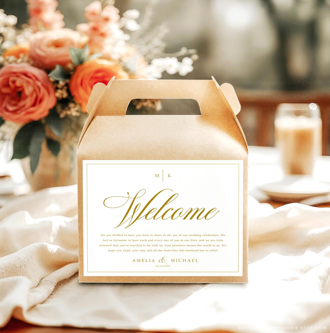 Classic Welcome Bag Label Template, Hotel Guest Bag Label, Gold Gift ...