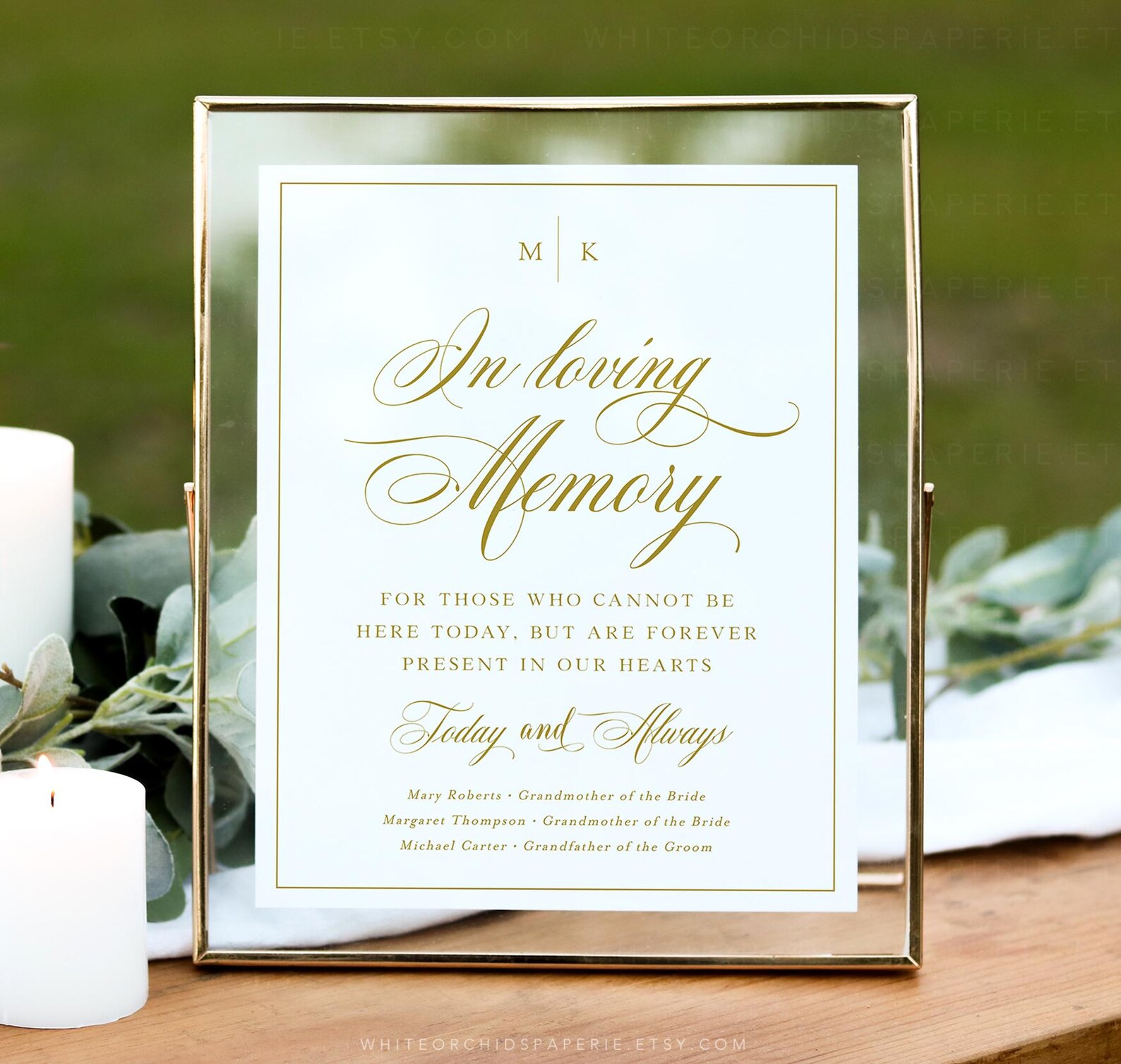 Classic in Loving Memory Sign, in Loving Memory Sign Wedding, in Loving ...