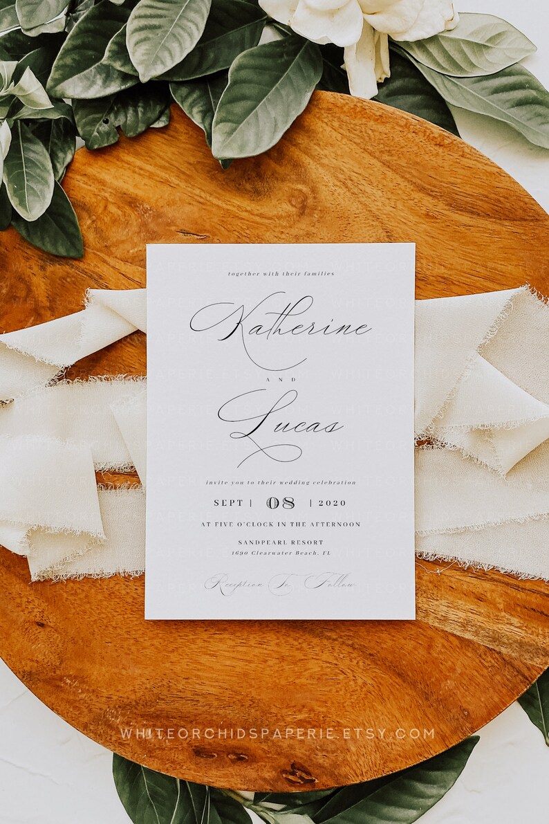 Script Wedding Invitation Wedding Invitation Template | Etsy