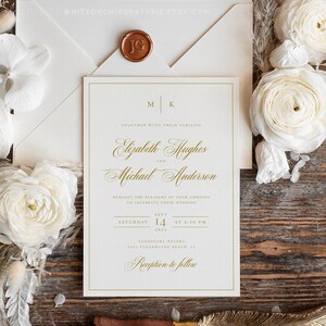 Classic Wedding Invitation Set, Gold Wedding Invitation Suite, Wedding ...