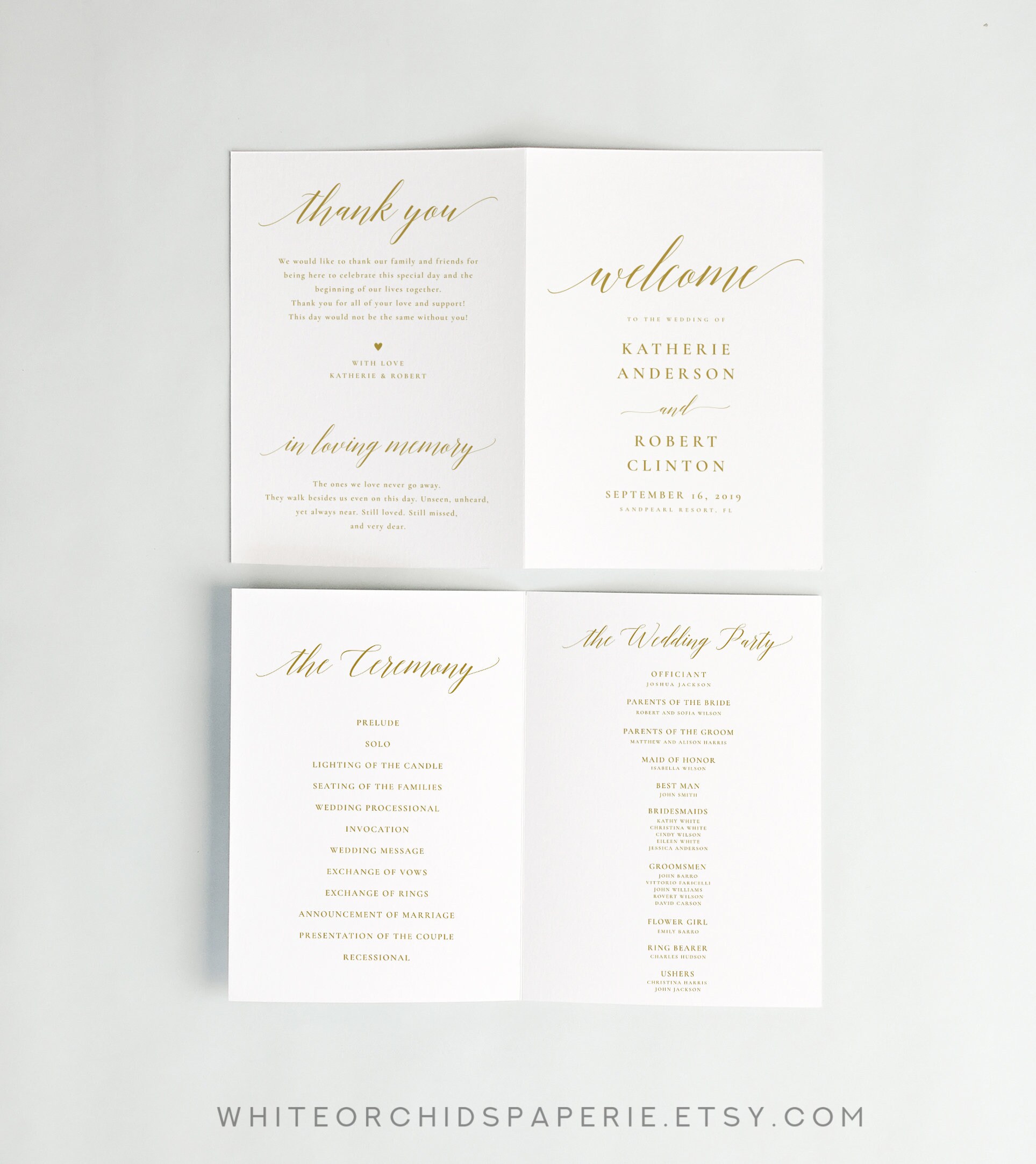 Folded Wedding Program Template Printable wedding program | Etsy