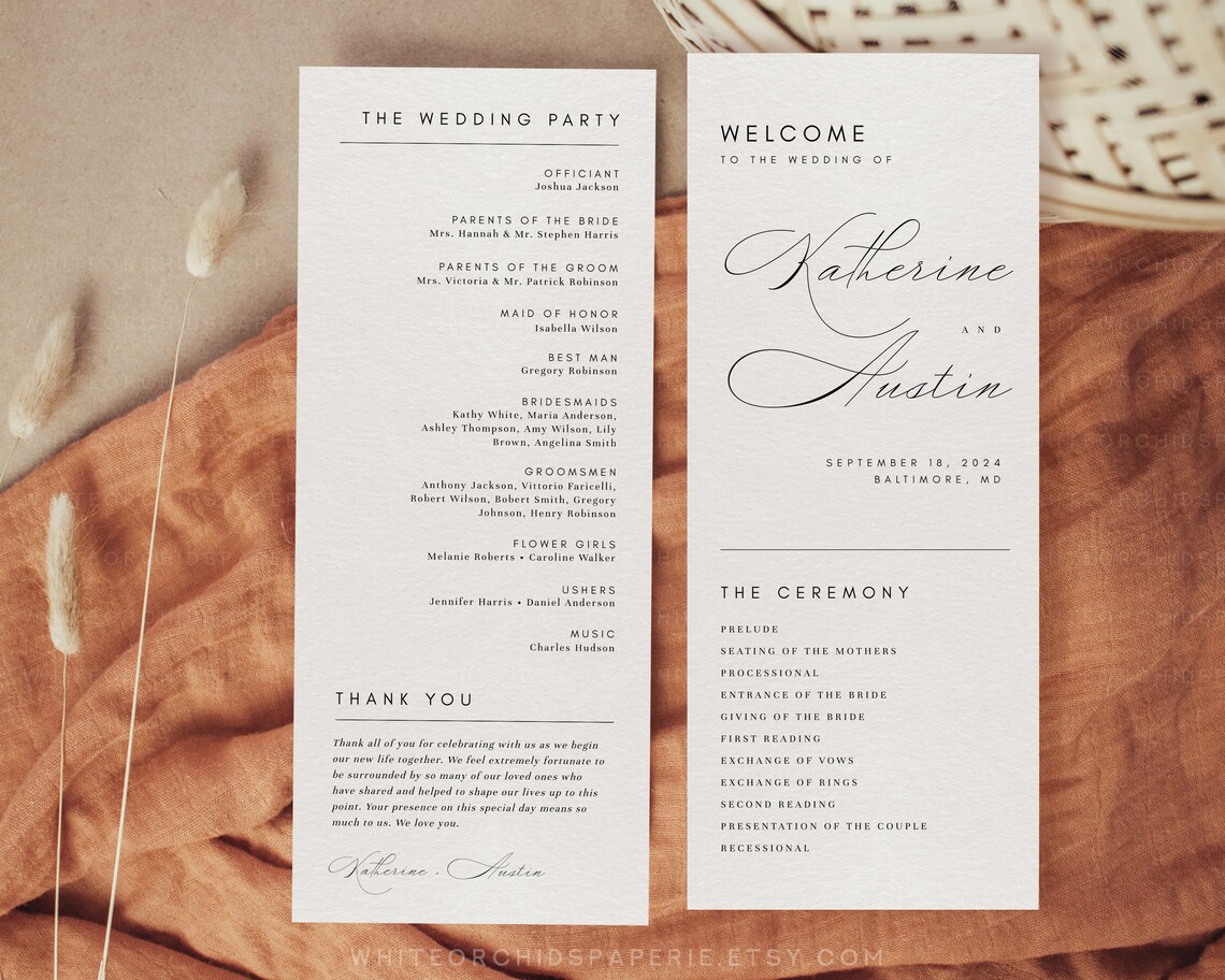 Wedding Program Ceremony Program Program Printable Wedding | Etsy