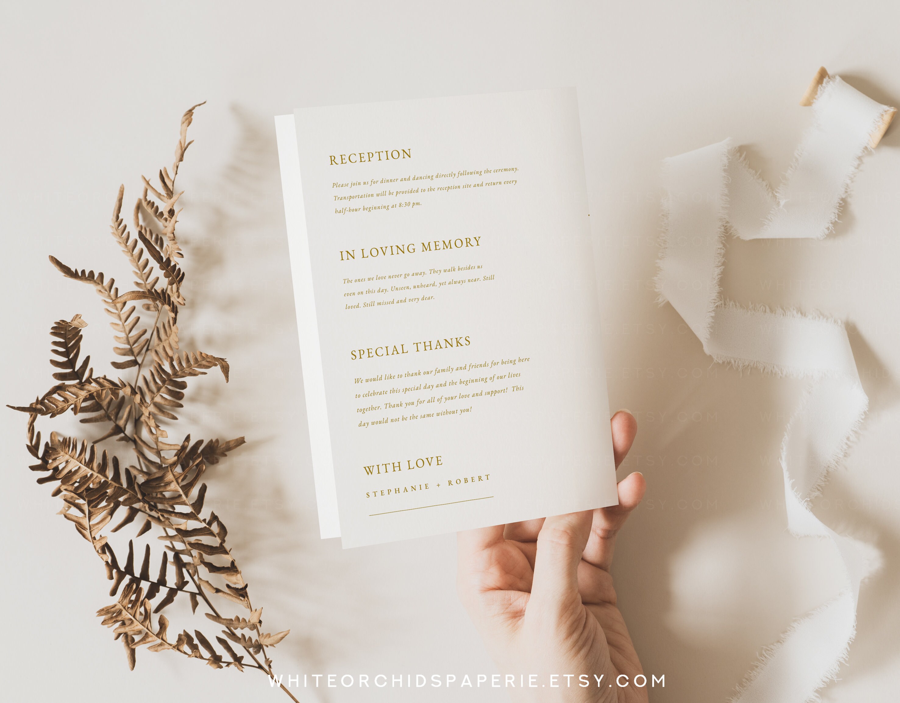 Folded Wedding Program Template Program Wedding Template - Etsy