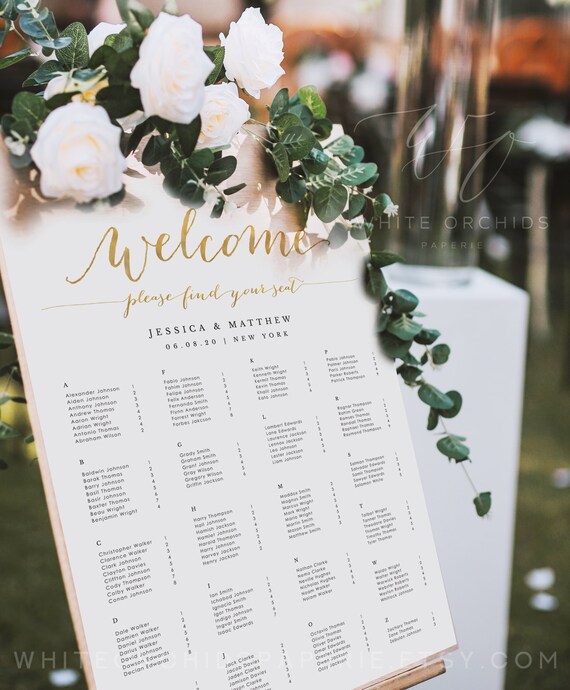 Alphabetical Seating Chart Gold Seating Chart Seating Chart | Etsy